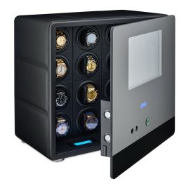 Watch Winder Safe QN-12-BB-PU.FP with 12 Watch Winder Rotors, Jewelry ...